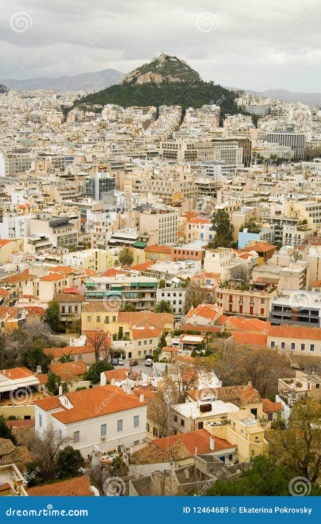 View of the Mount Lycabettus in Athens Stock Image - Image of ...