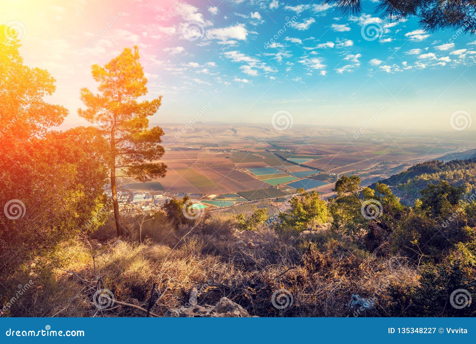 View from Mount Menara, Israel Stock Image - Image of north, fields ...