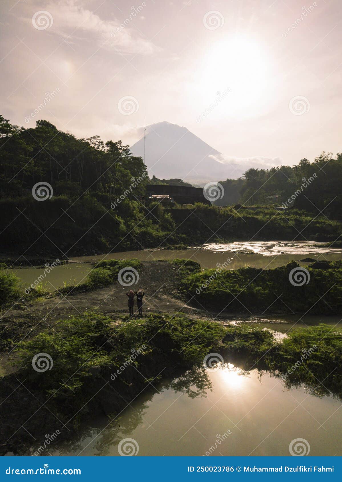 The View of Mount Merapi with the Bebeng River and a Lake that Holds ...