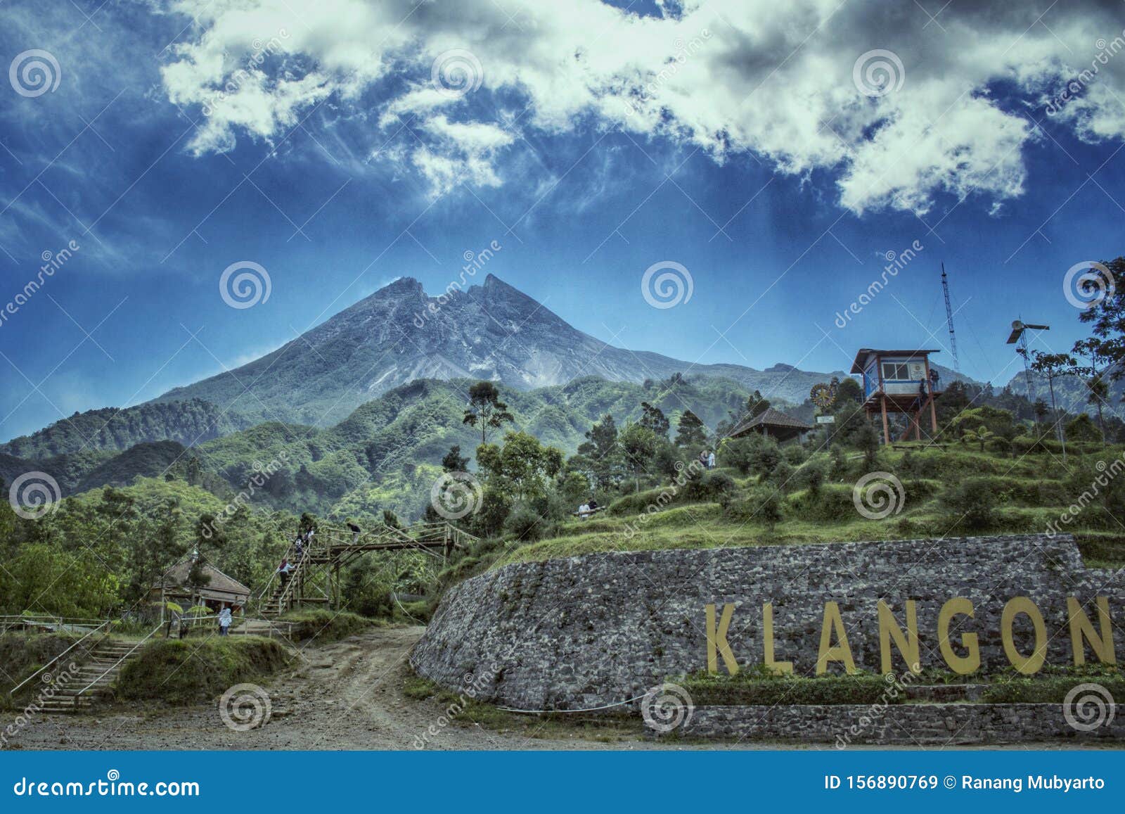 View of Mount Merapi from the Klangon Hill. Stock Image - Image of ...