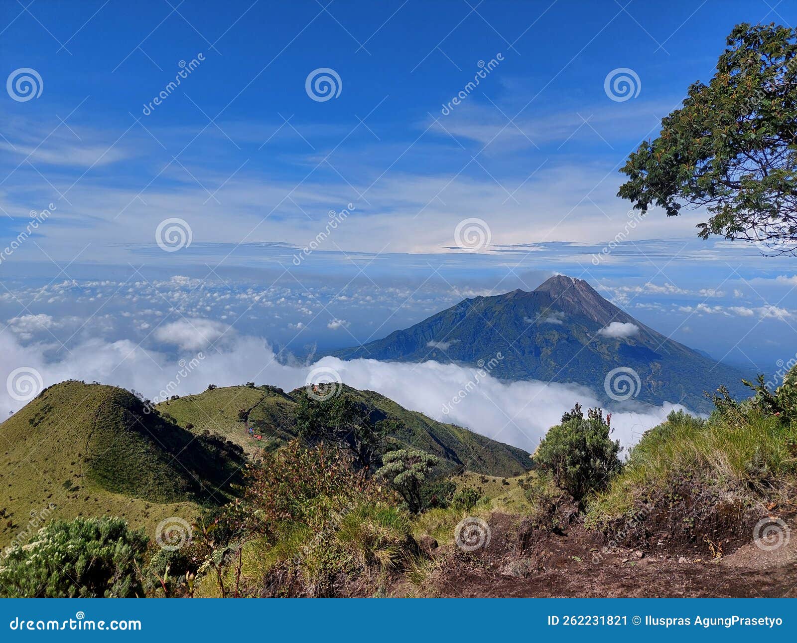 View of Mount Merapi and Some Savannas Taken from Mount Merbabu on Java ...