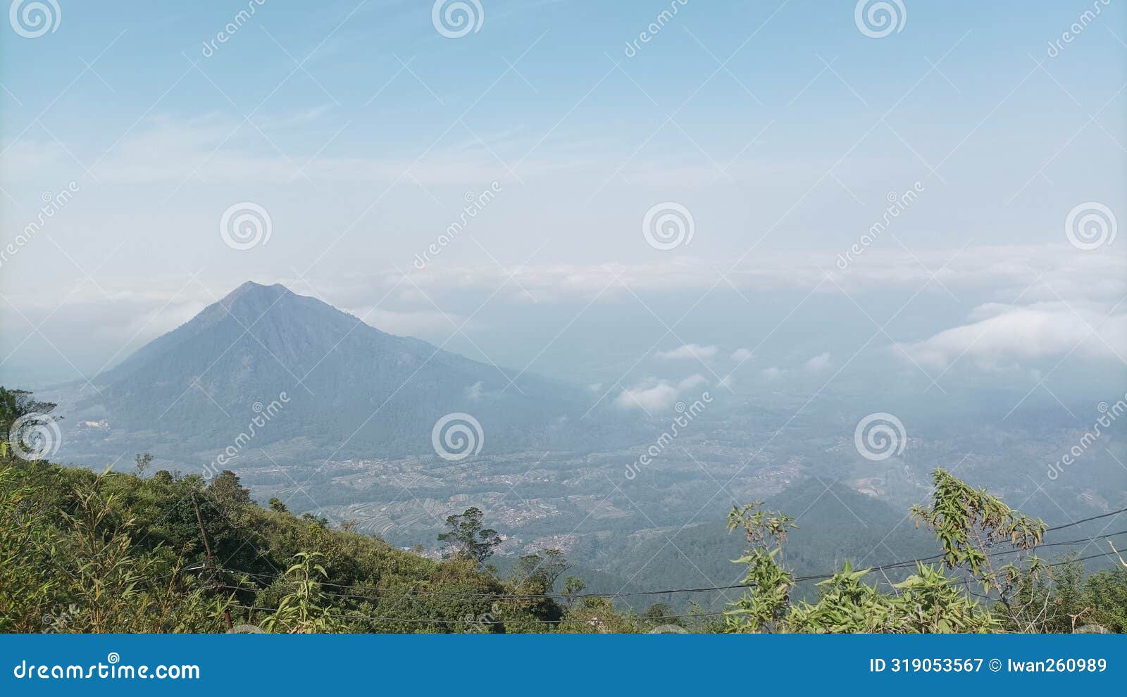 The View of Mount Sindoro Can Be Seen from Telomoyo Stock Image - Image ...