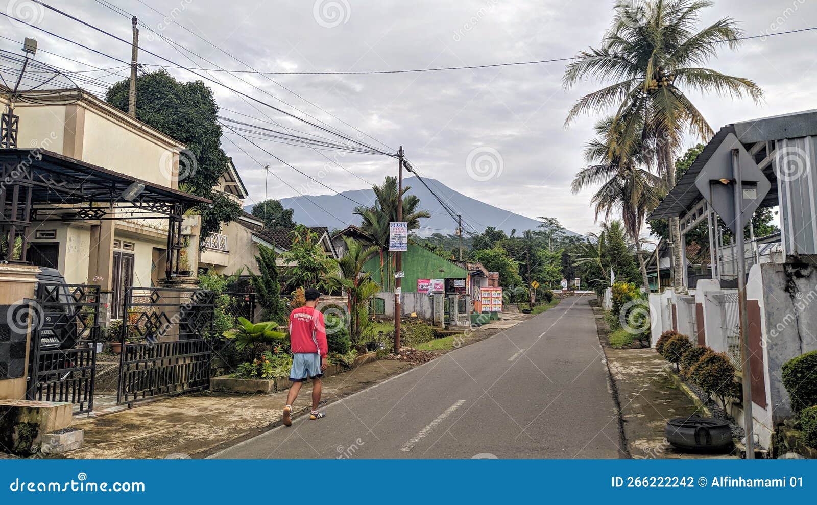 View of Mount Slamet, Central Java People Come and Go Editorial ...