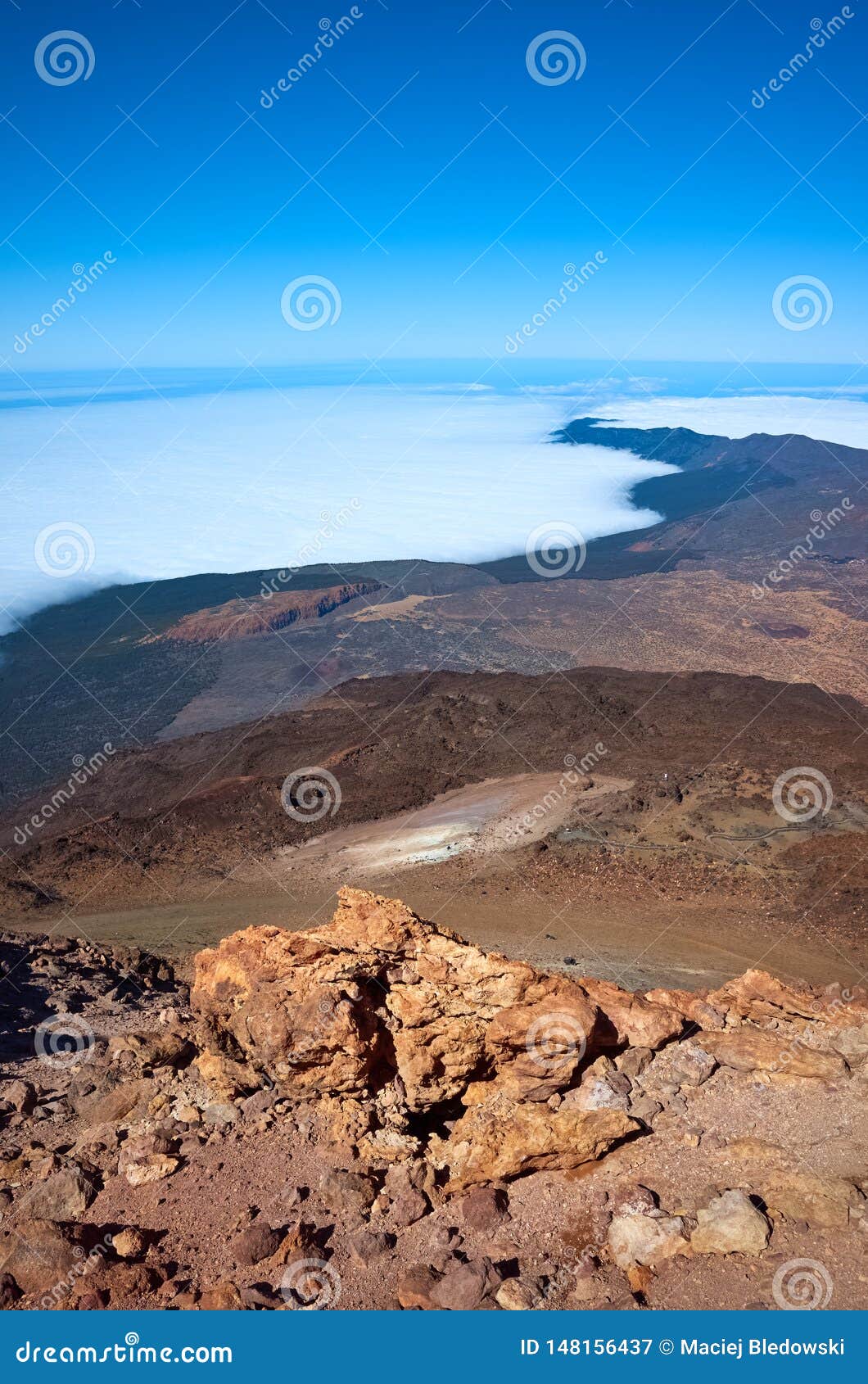View from the Mount Teide Summit, Tenerife, Spain Stock Image - Image ...