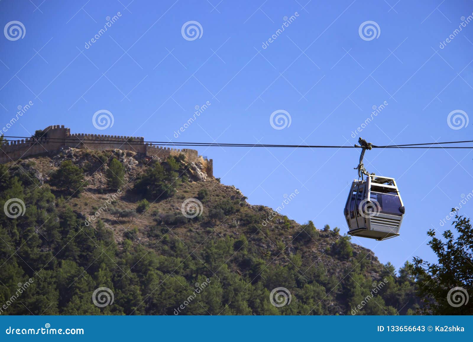 View from the Mountain on Cleopatra`s Beach in Alanya Turkey Stock ...