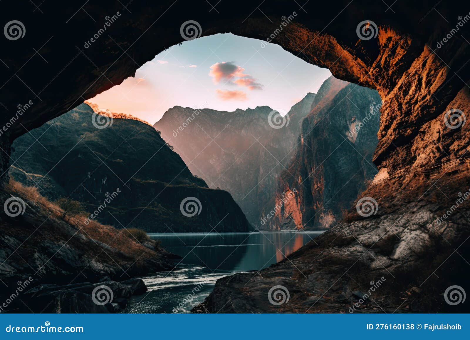 A View of a Mountain from Inside a Cave. Stock Illustration ...