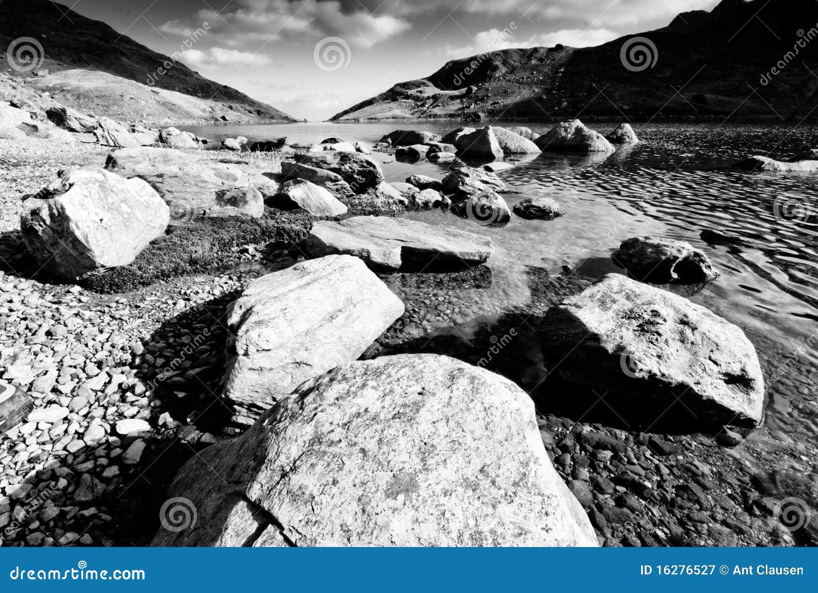 View of Mountain Lake from Foot Level Stock Image - Image of rocks ...
