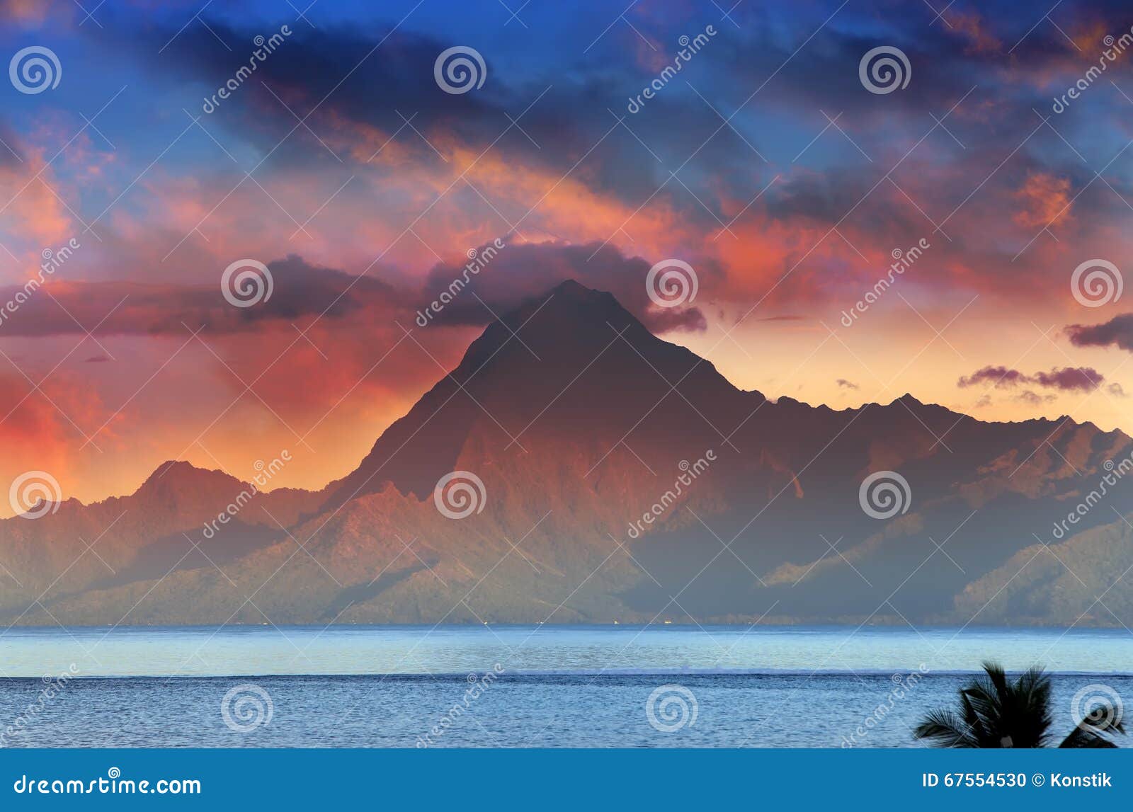View on Mountain Orohena at Sunset. Polynesia Stock Photo - Image of ...