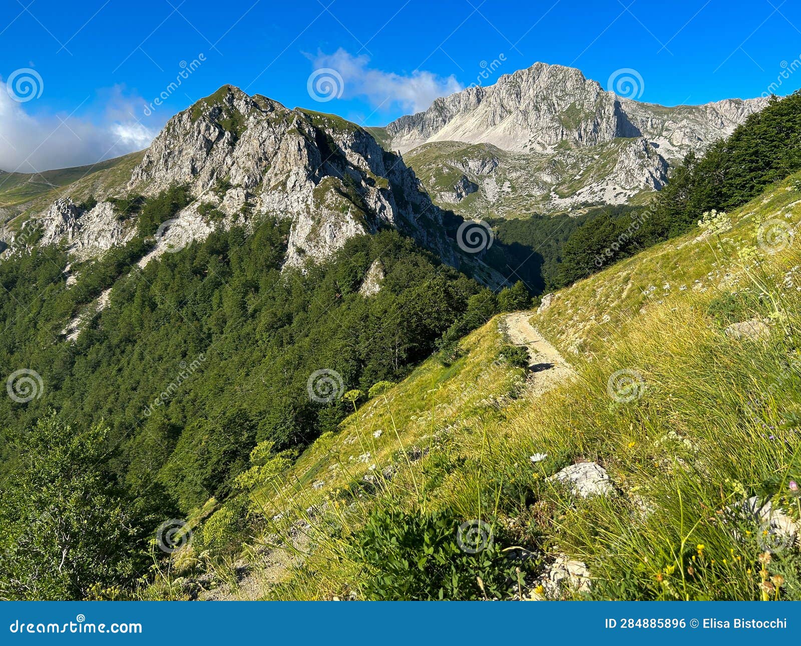 View of Mountain Pathway with Mount Terminillo in the Background, Lazio ...