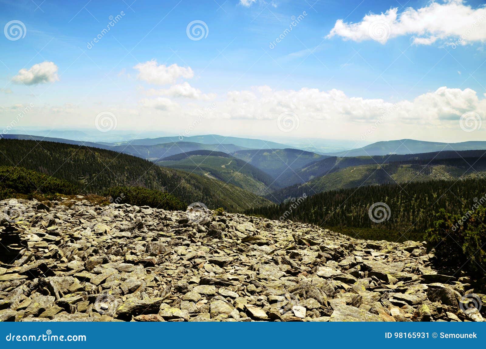 View of the Mountain Peaks in the Giant Mountains Stock Image - Image ...