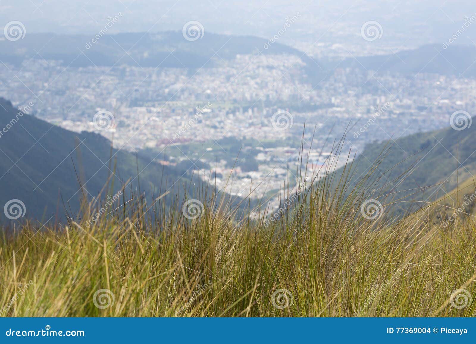 View of the Mountain and Quito in the Background. Ecuador Stock Photo ...