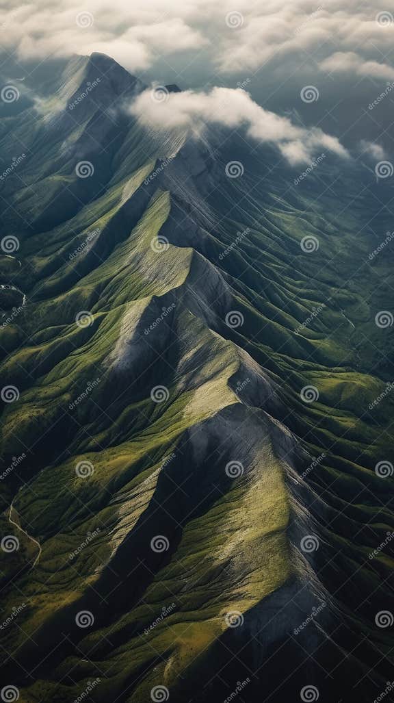 View of the Mountain Range from a Height. Vertical Background with ...