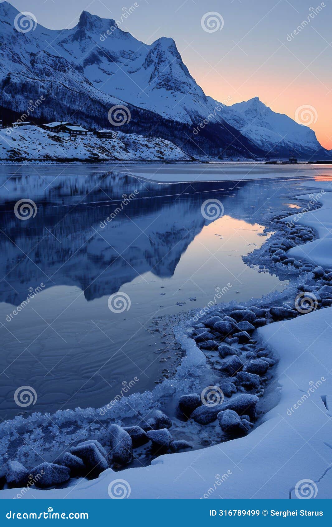 A View of a Mountain Range with Snow and Ice on the Ground, AI Stock ...