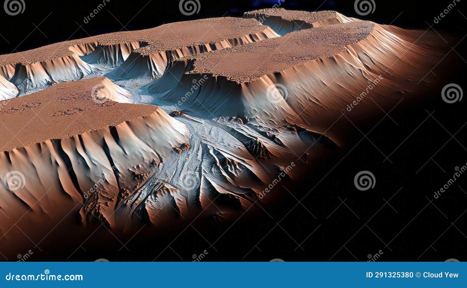 View of a Mountain Range from Space Stock Illustration - Illustration ...