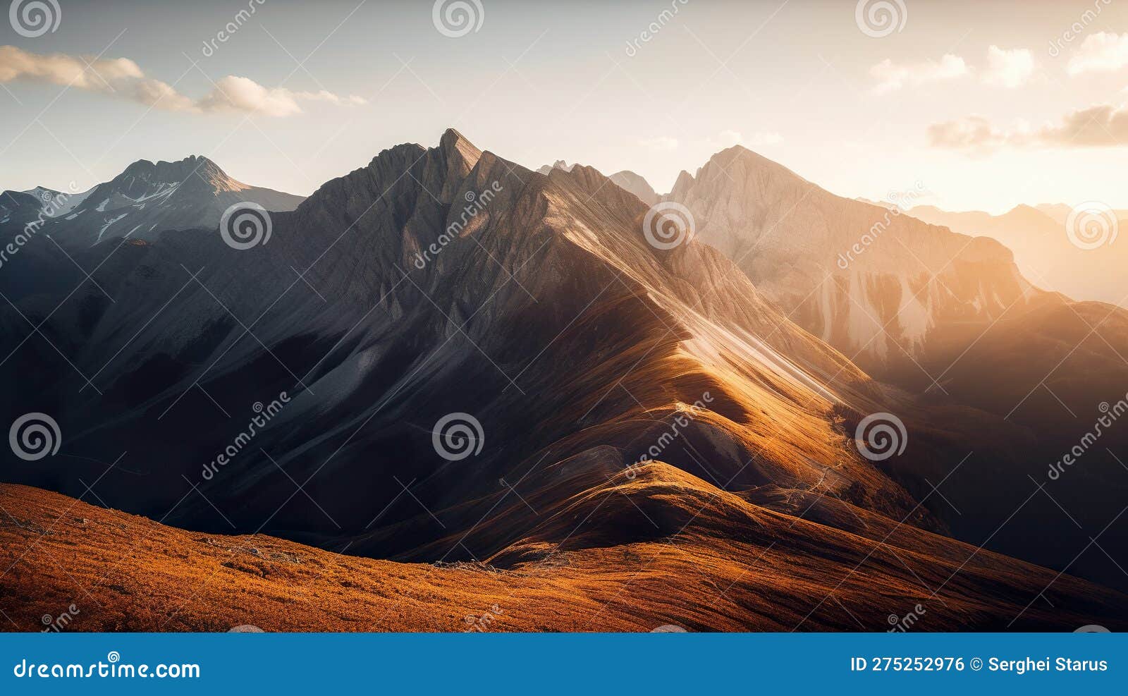 A View of a Mountain Range from the Top of a Hill. AI Generative Image ...