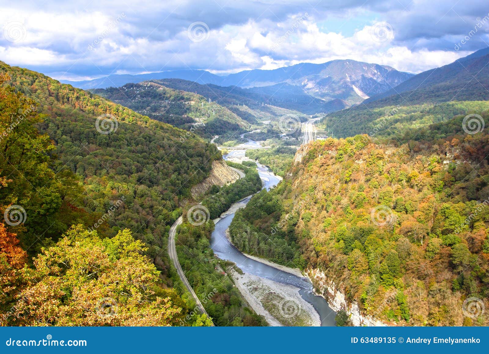 View of Mountain River in Fall. Stock Image - Image of range, tree ...