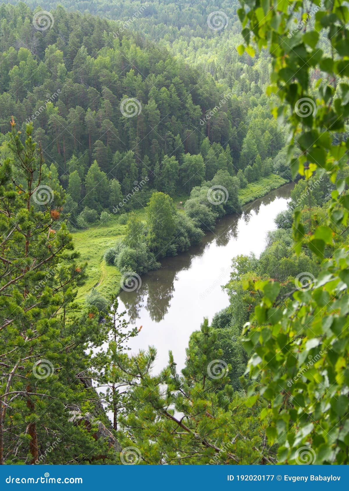 View from the Mountain To the Curving River Stock Image - Image of ...
