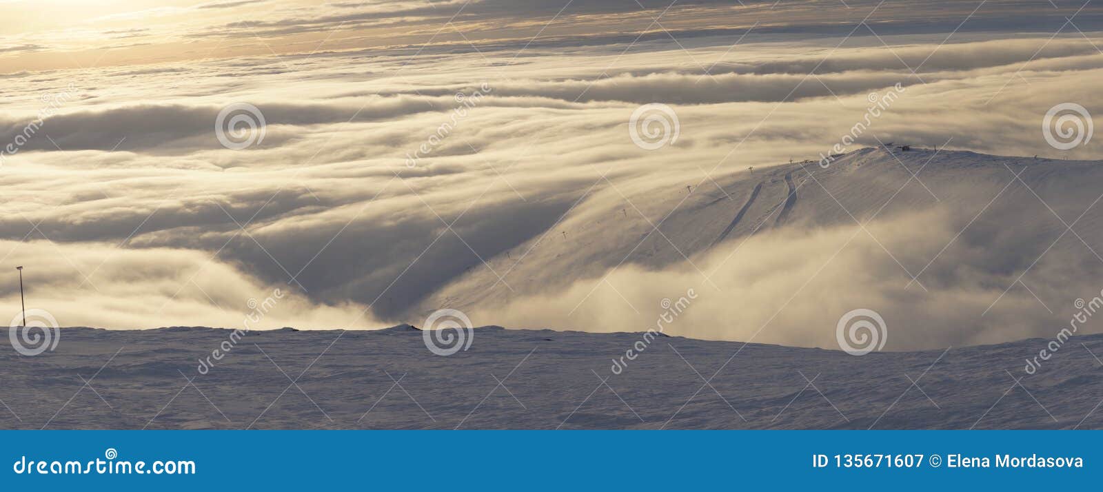 View from the Mountain To the Ski Slope Closed by a Cloud Stock Image ...