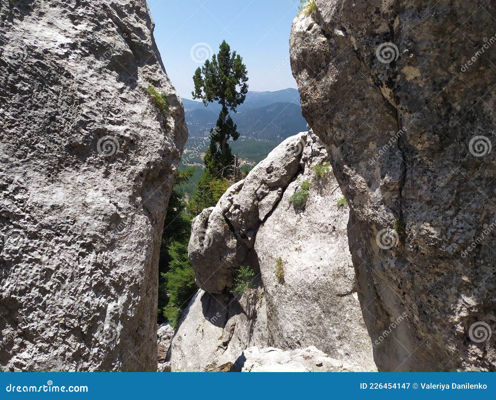 View of the Mountain through between Two Cliffs Stock Image - Image of ...