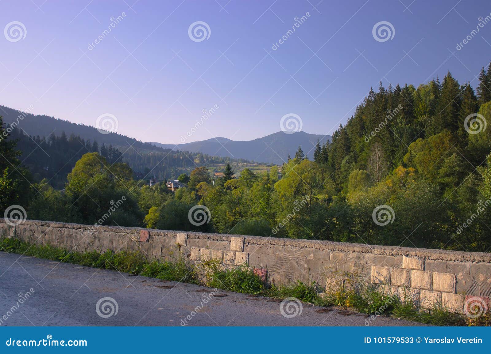 Mountains at Edge of Medieval Castle Stone Wall Stock Image - Image of ...
