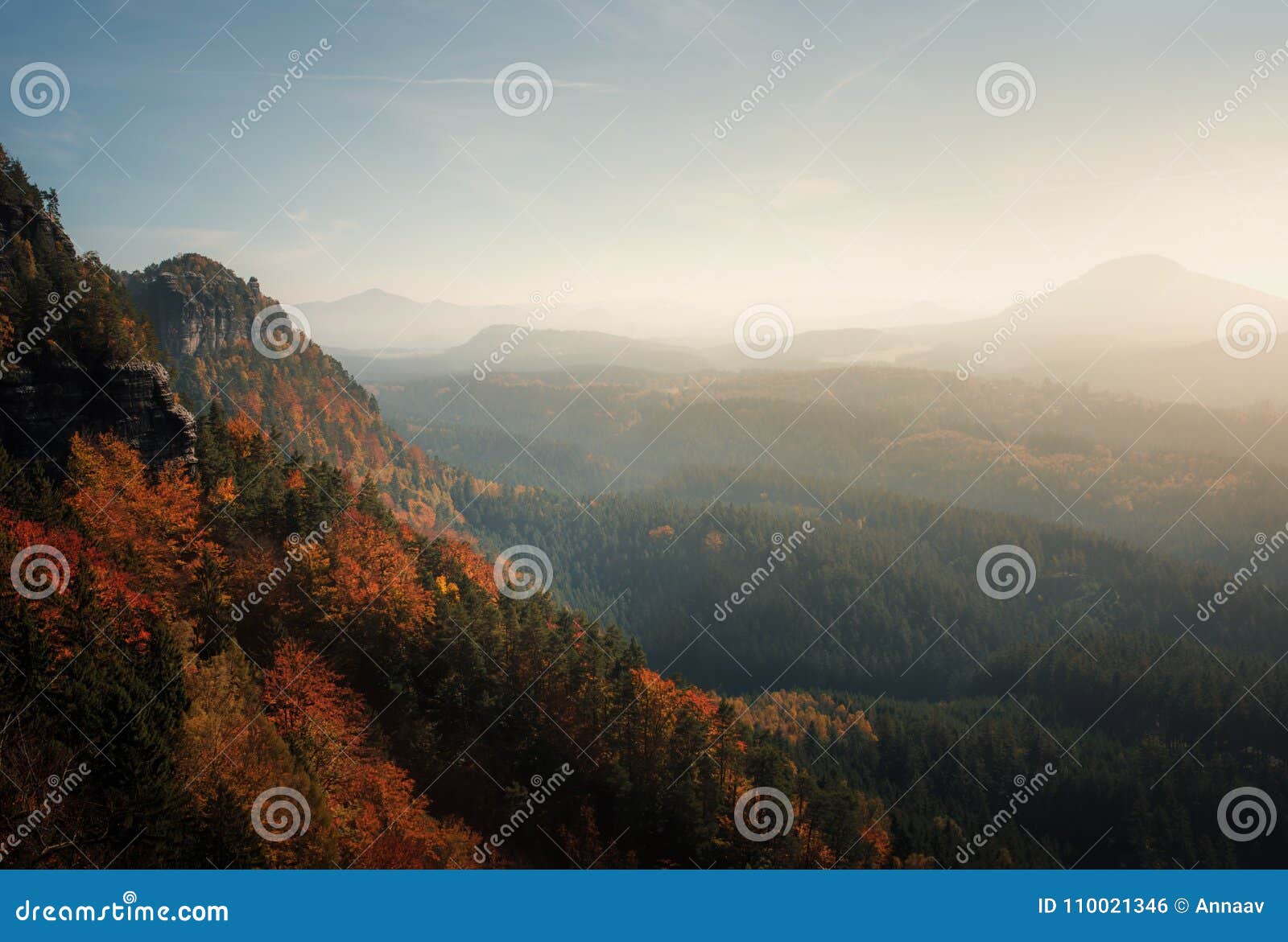 A View of the Mountainside. Trees in Autumn Stock Photo - Image of ...