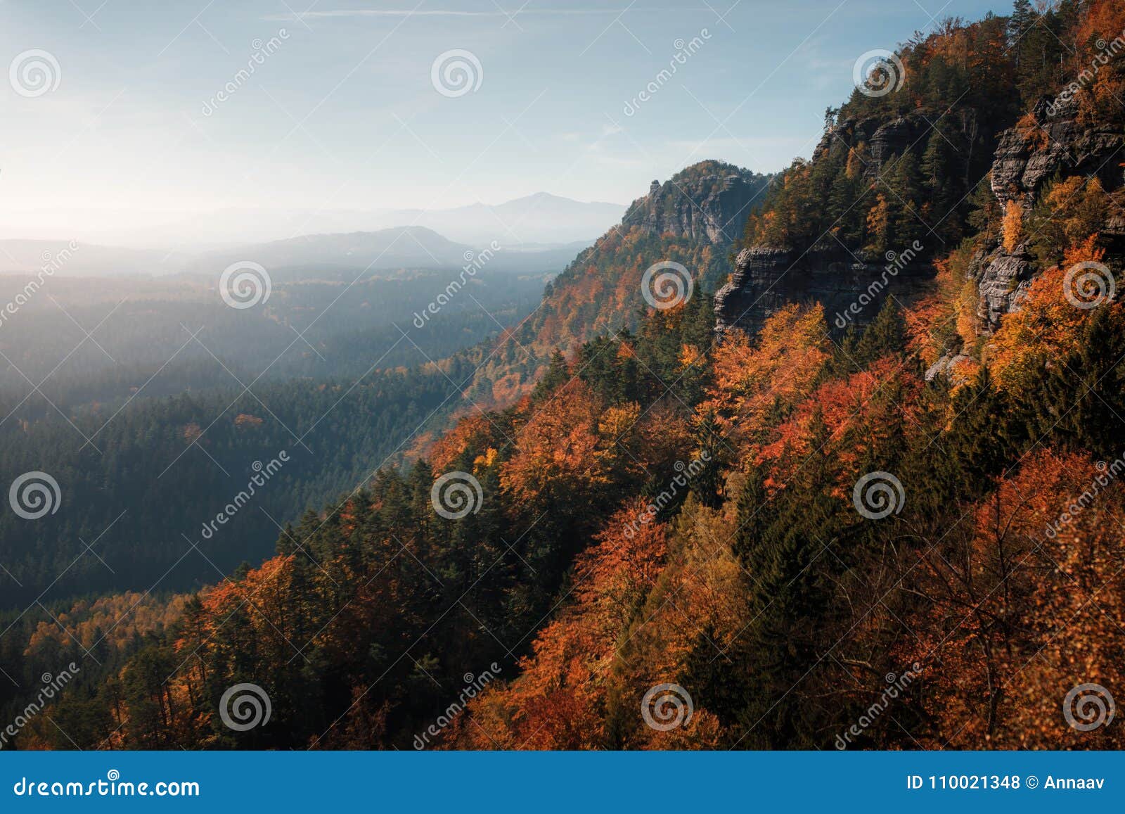 A View of the Mountainside. Trees in Autumn Stock Photo - Image of ...
