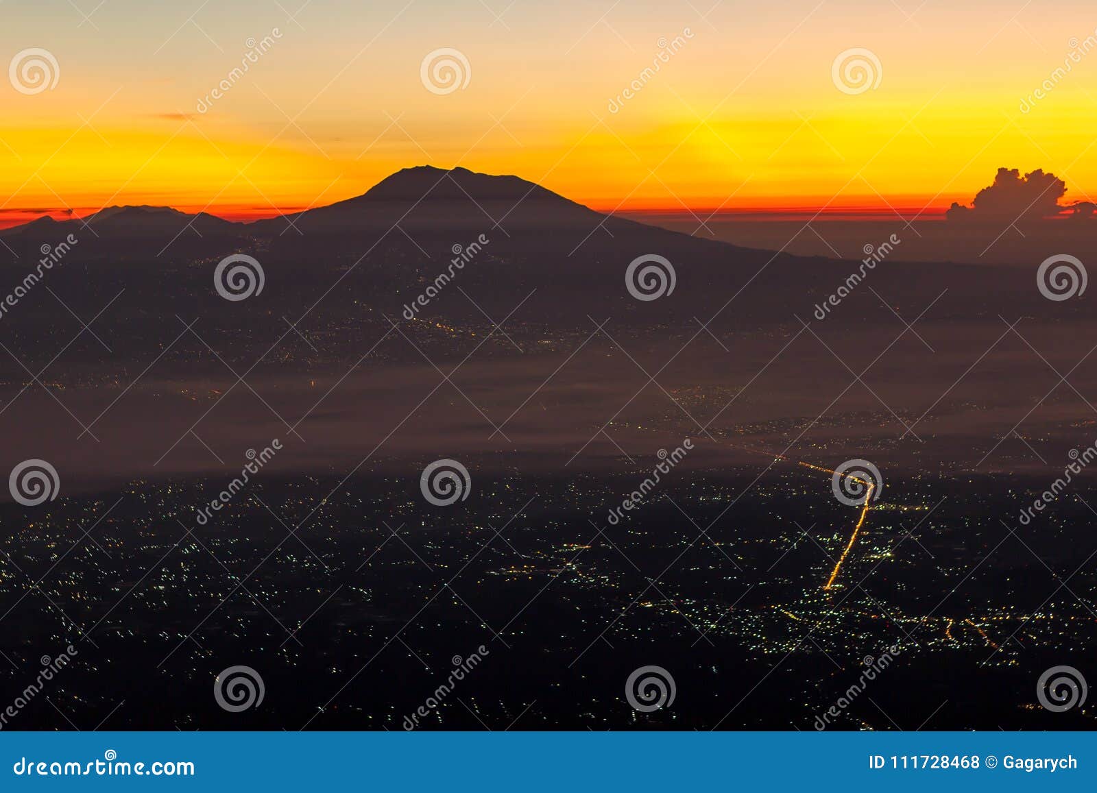 View at Mt. Lawu and Villages at Down from Mt Stock Photo - Image of ...