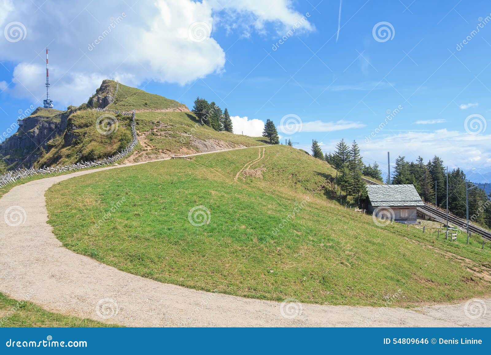 View on the Mt Rigi stock photo. Image of road, tower - 54809646