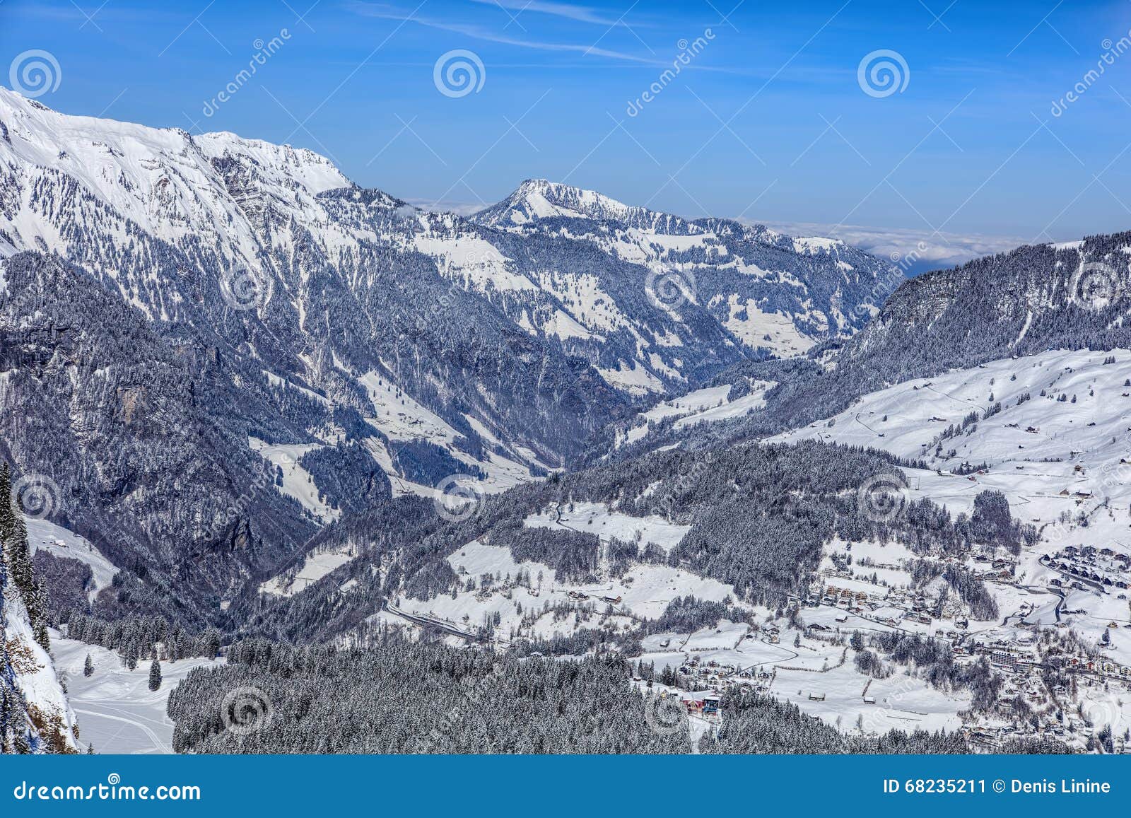 View from Mt. Titlis in Switzerland Stock Image - Image of blue, tree ...