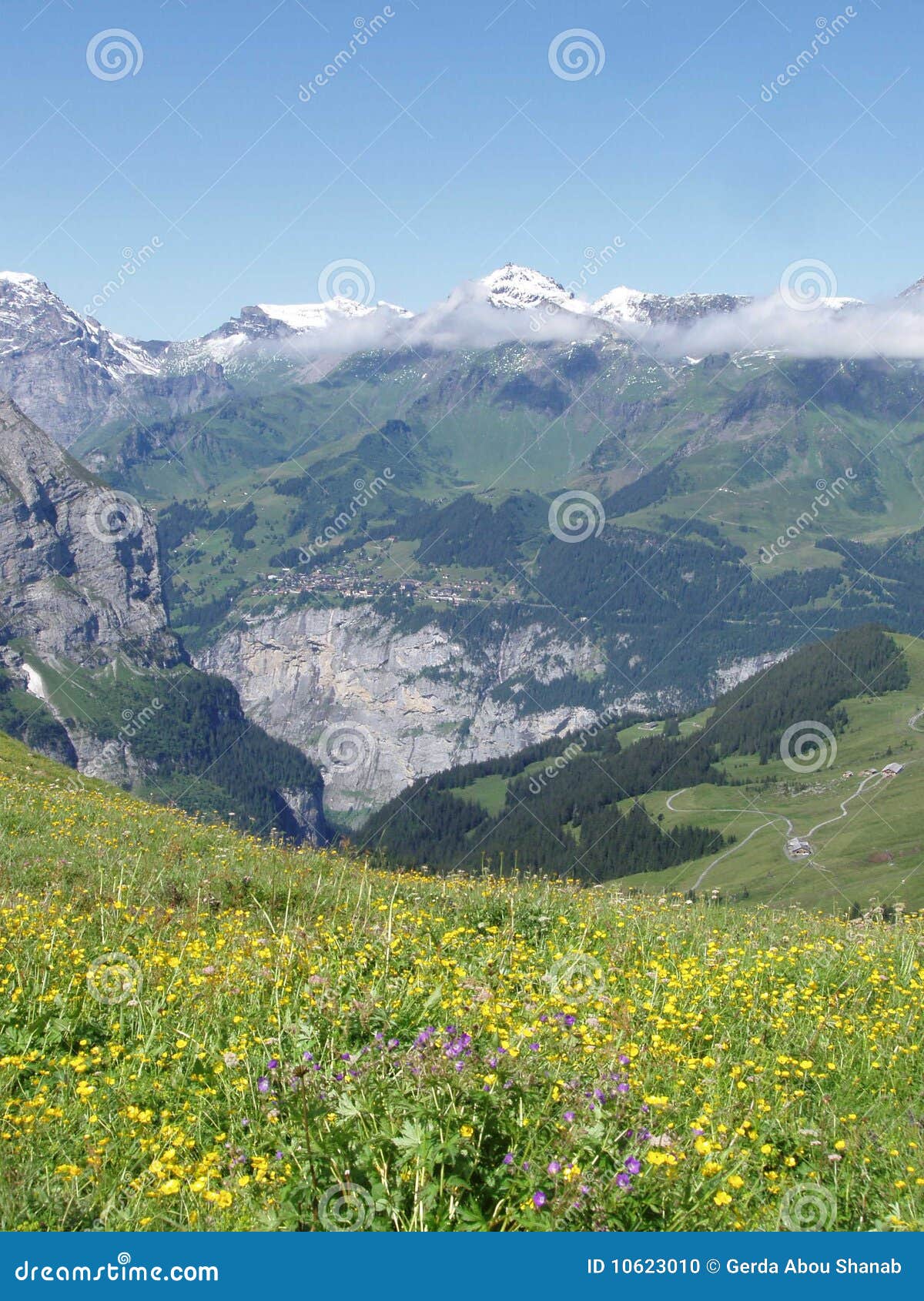 View From Muerren Ski Region To The Famous Alpine Peaks Like Eiger And ...