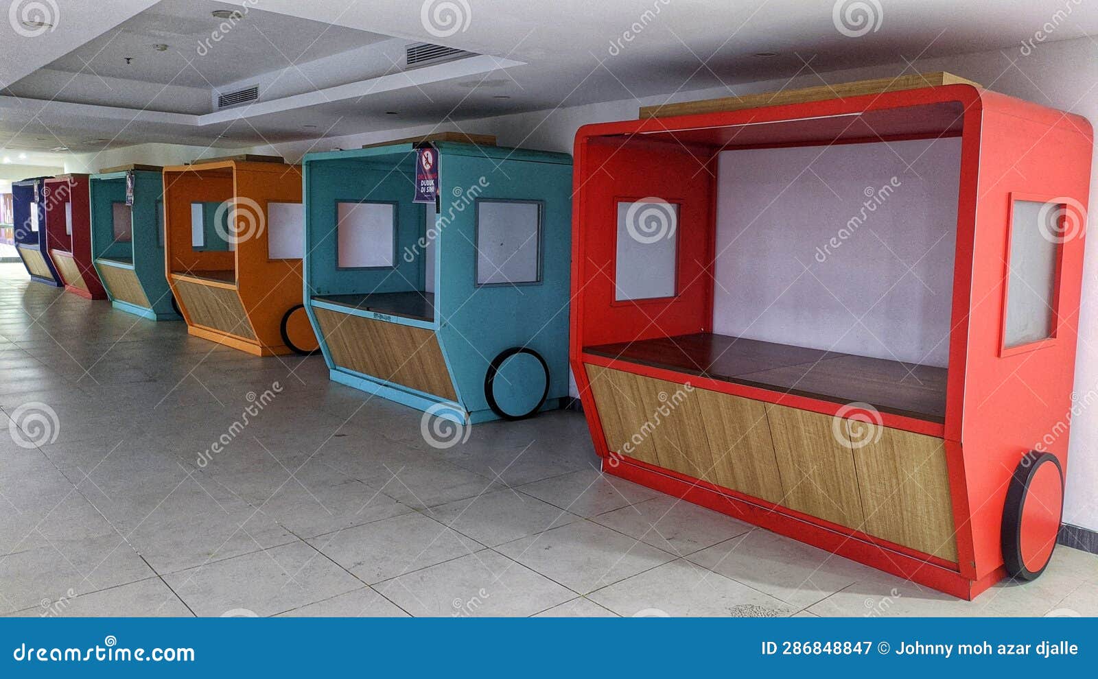 View of Multi color booth stock image. Image of wood - 286848847