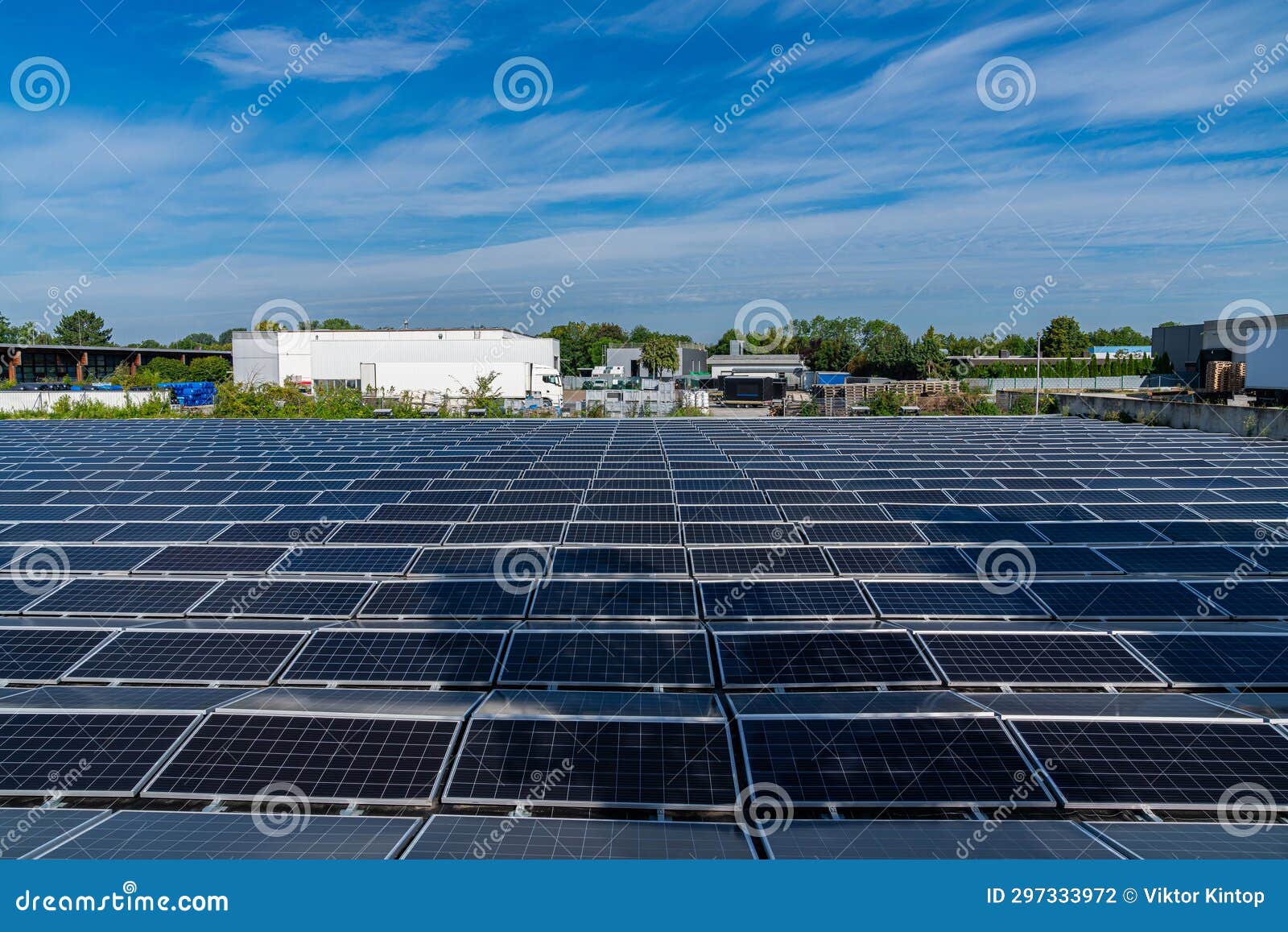 View of Multiple Solar Panels in an Industrial Area. Stock Photo ...
