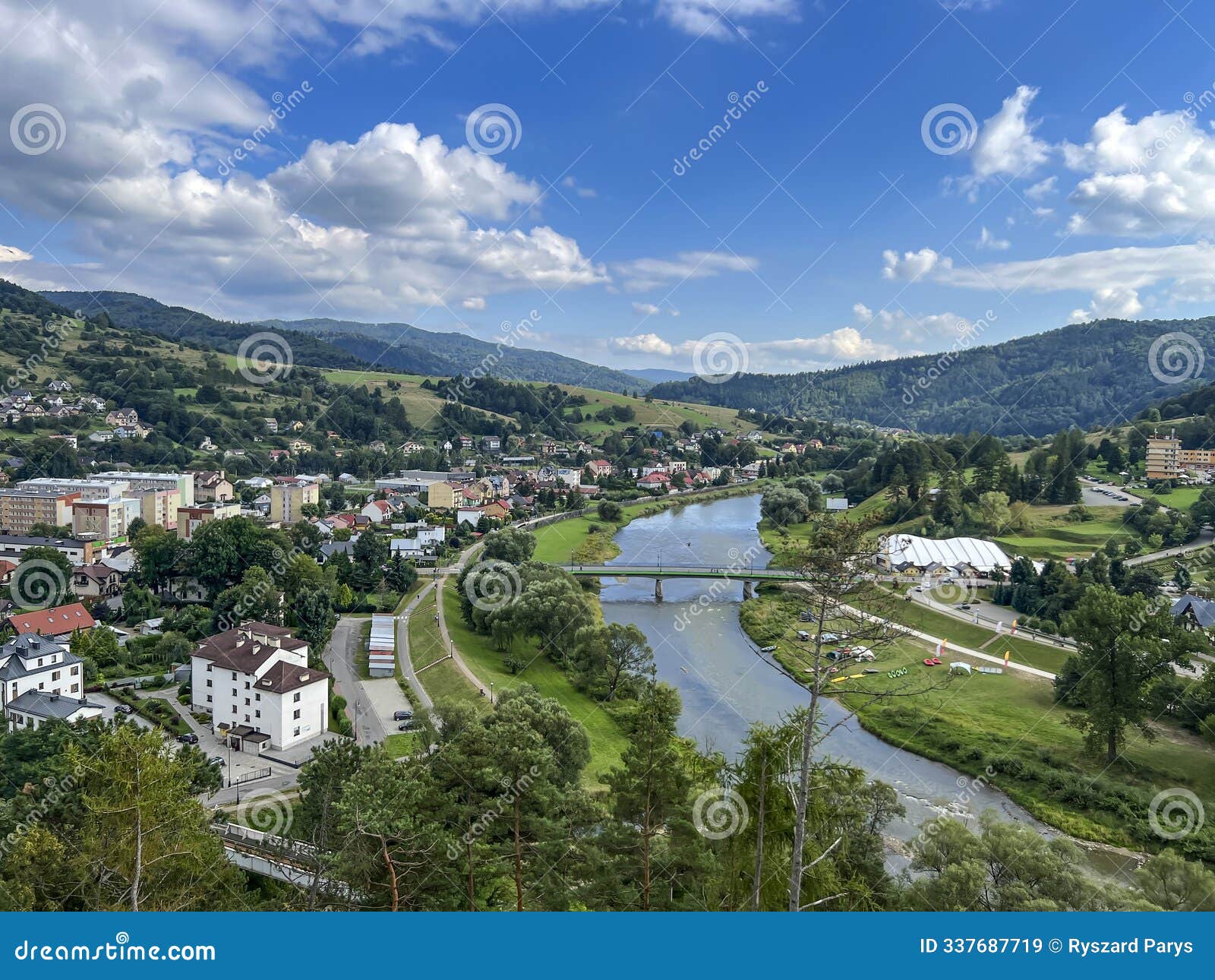 A View of MUszyna in Poland from the Tower of the Ruins of Muszyna ...