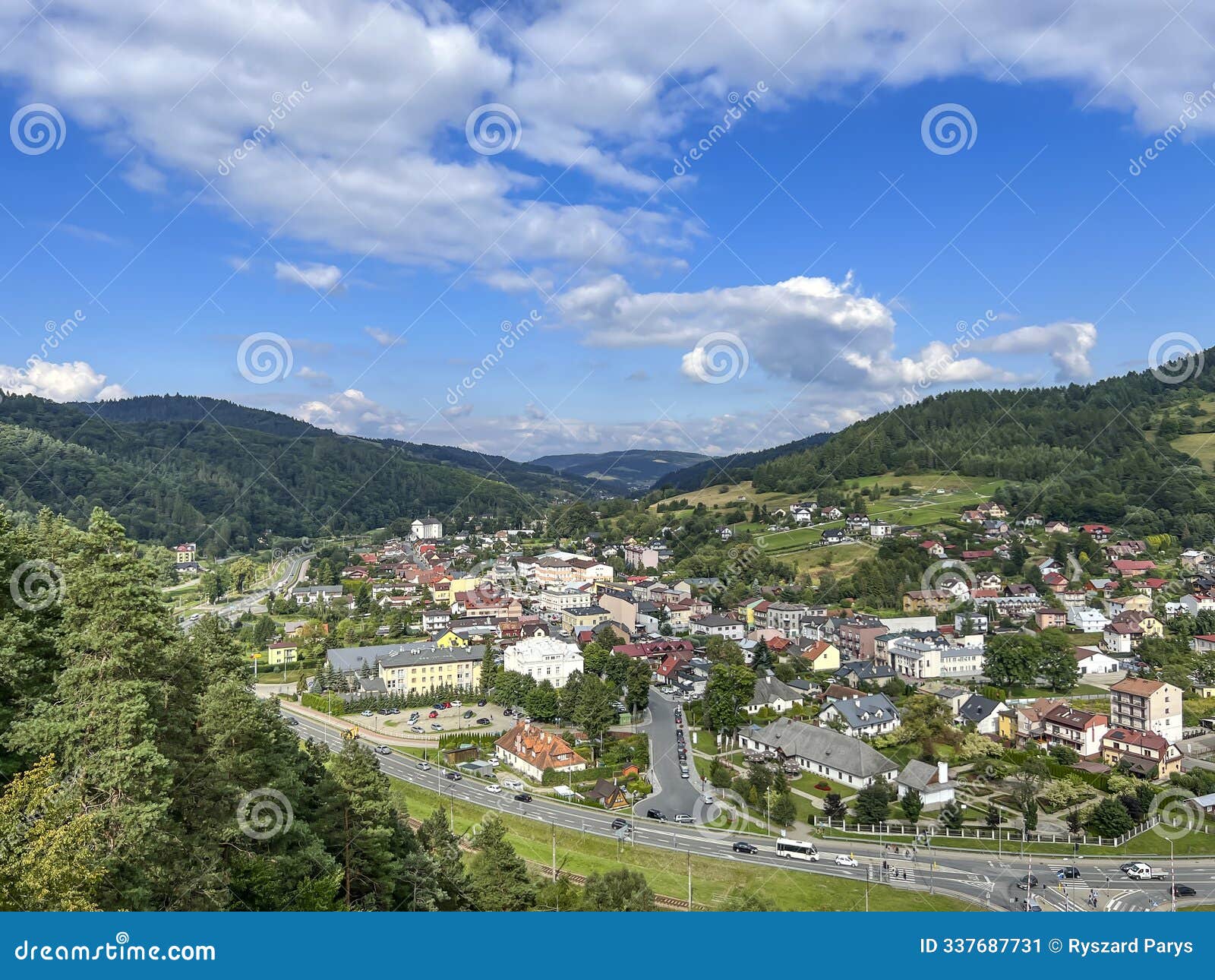 A View of MUszyna in Poland from the Tower of the Ruins of Muszyna ...
