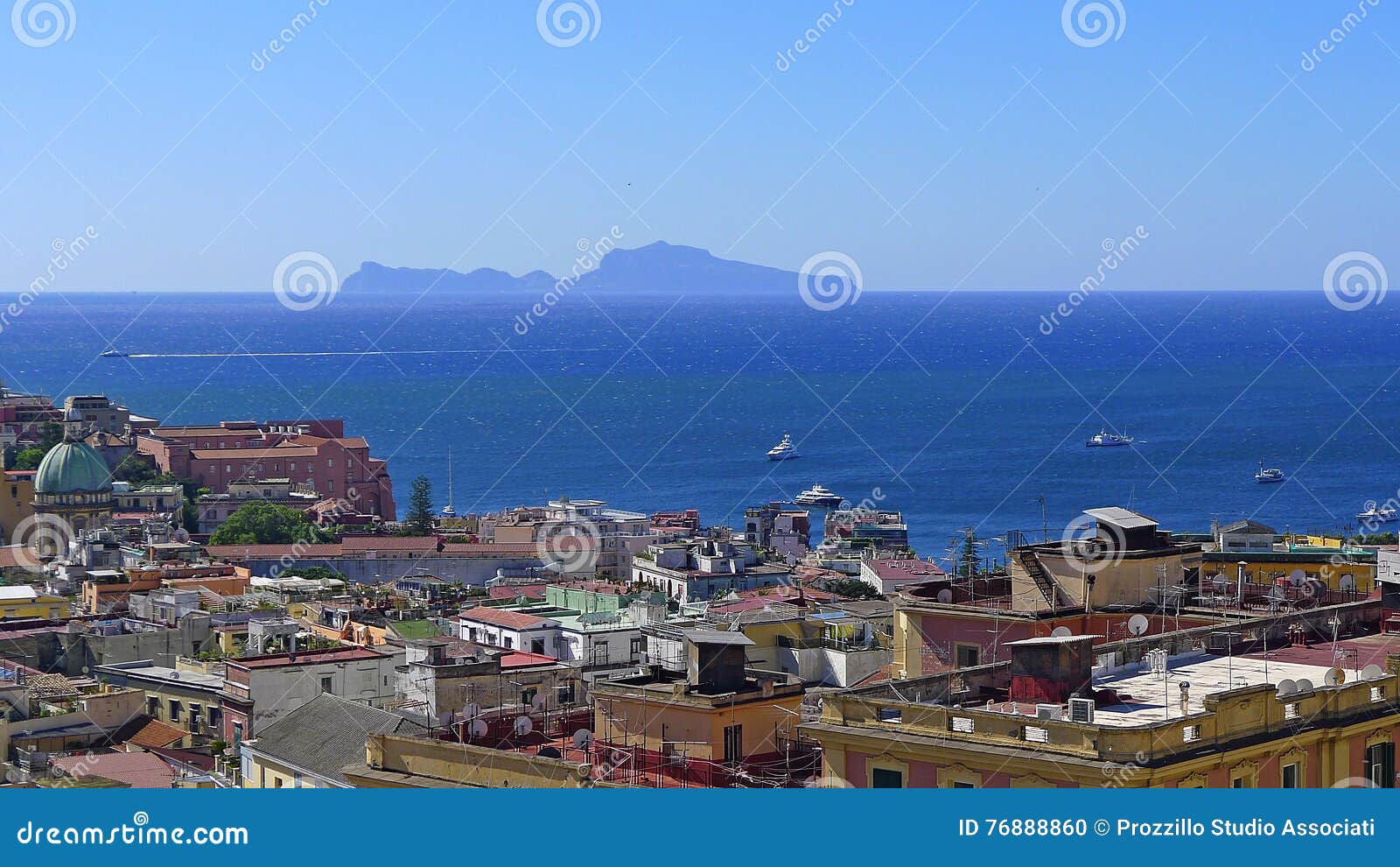 View of Naples and the Island of Capri Stock Photo - Image of landscape ...
