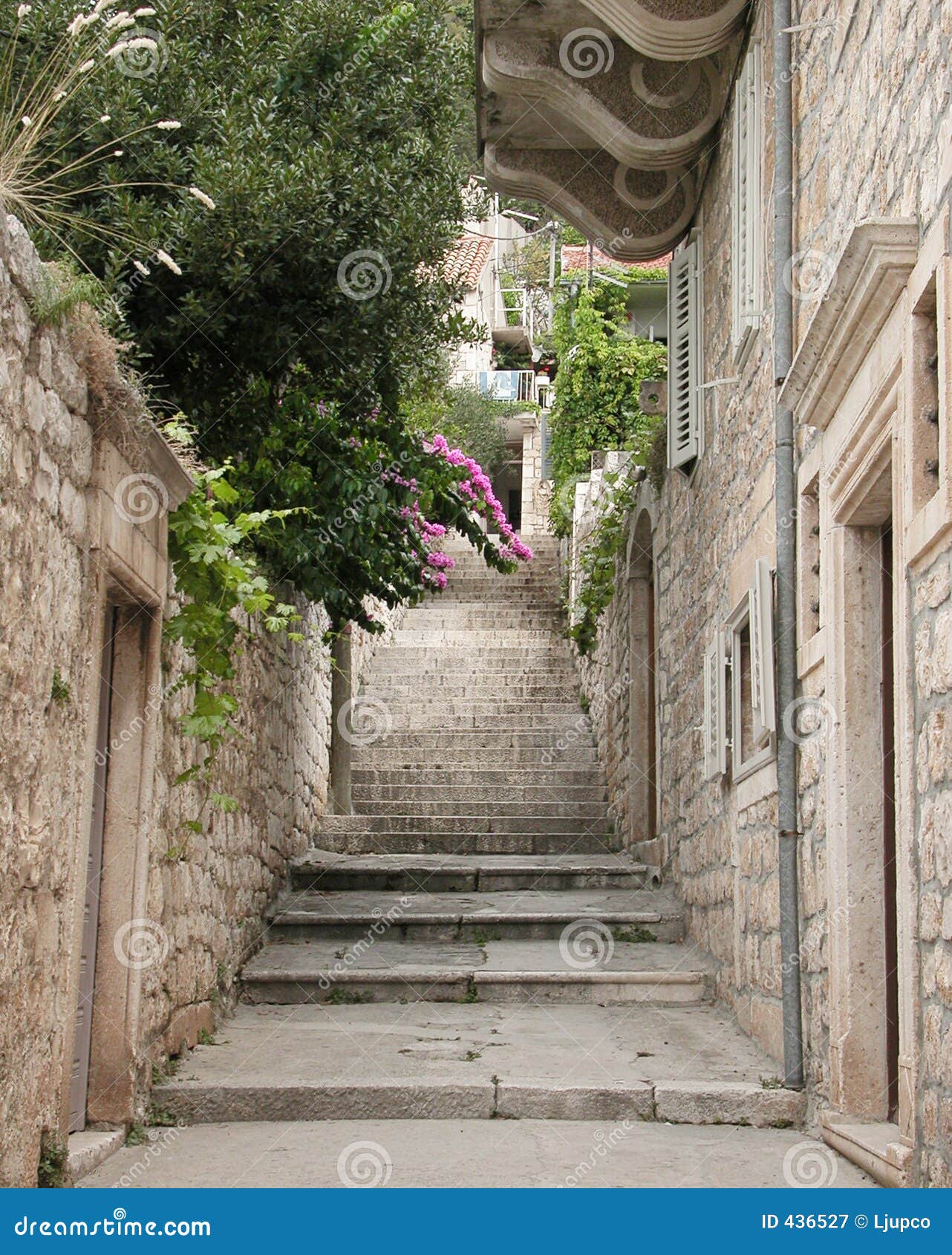 A view of a narrow alley stock image. Image of outside - 436527