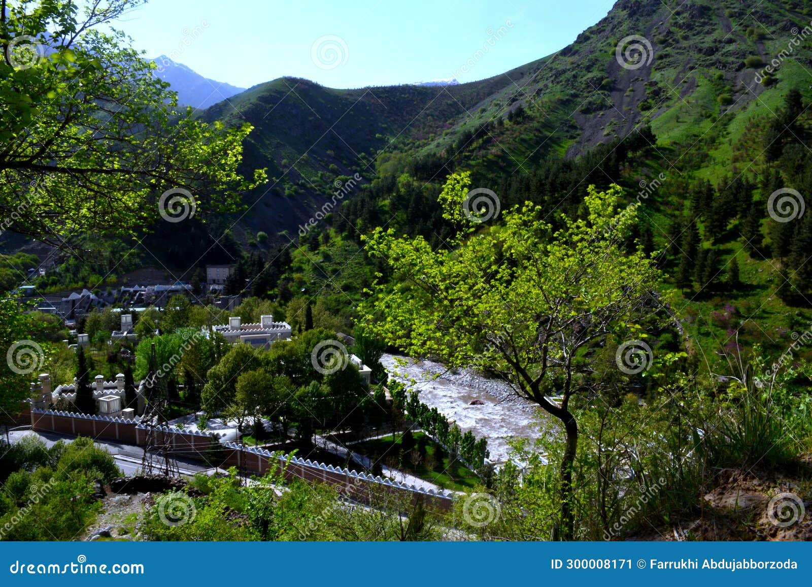 View of Nature with Hills, Mountains, Trees, Plants and River. View of ...