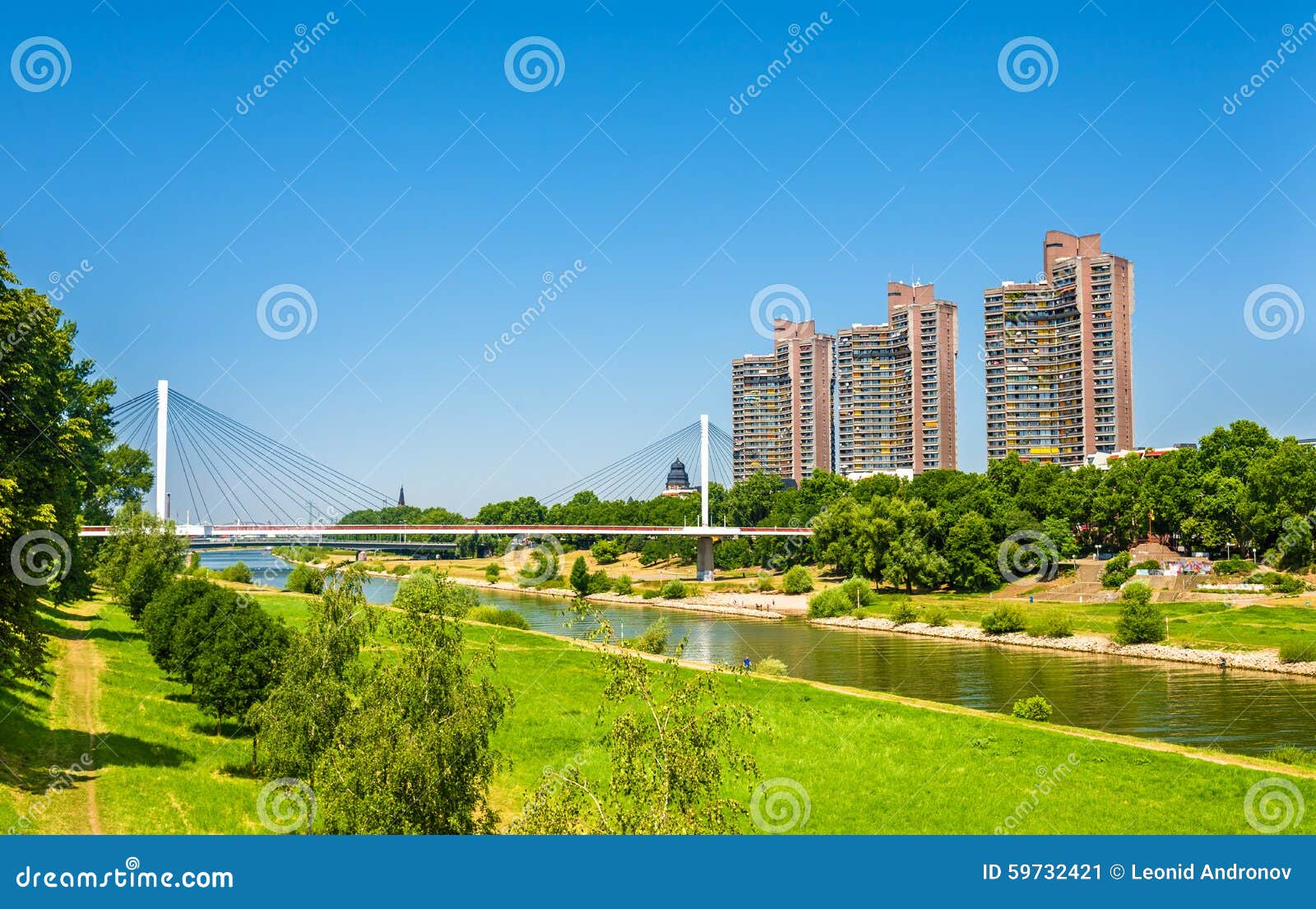 View of the Neckar River in Mannheim Stock Image - Image of river, nord ...