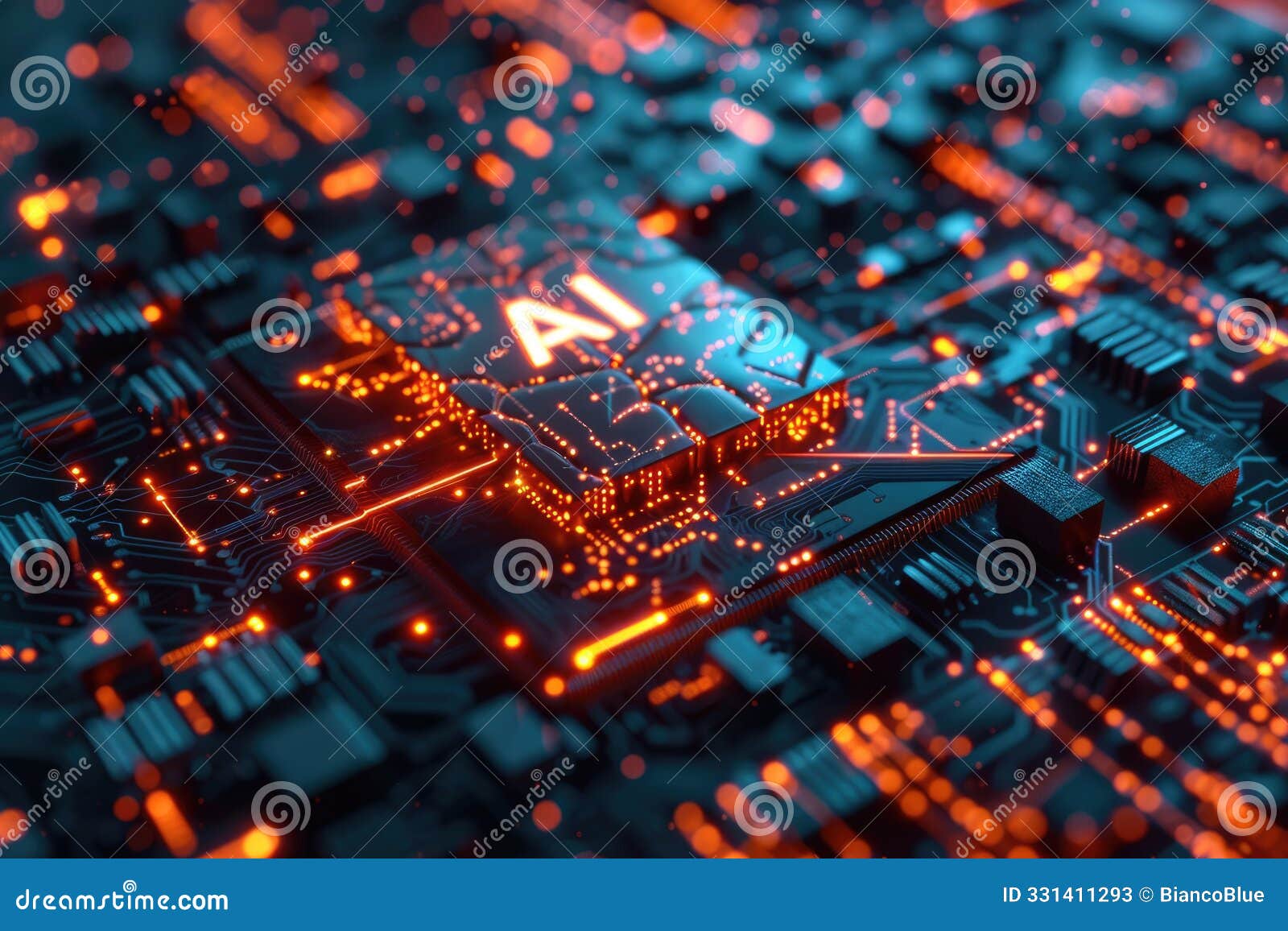 The View of the Neon Mainboard and Cpu Made with Semiconductor Material ...