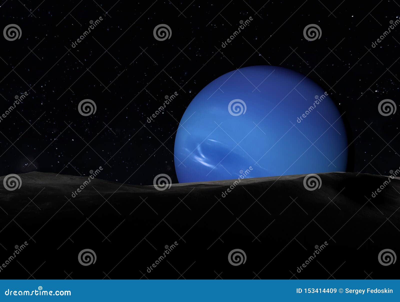 View of Neptune from Asteroid. 3D Illustration Stock Illustration ...