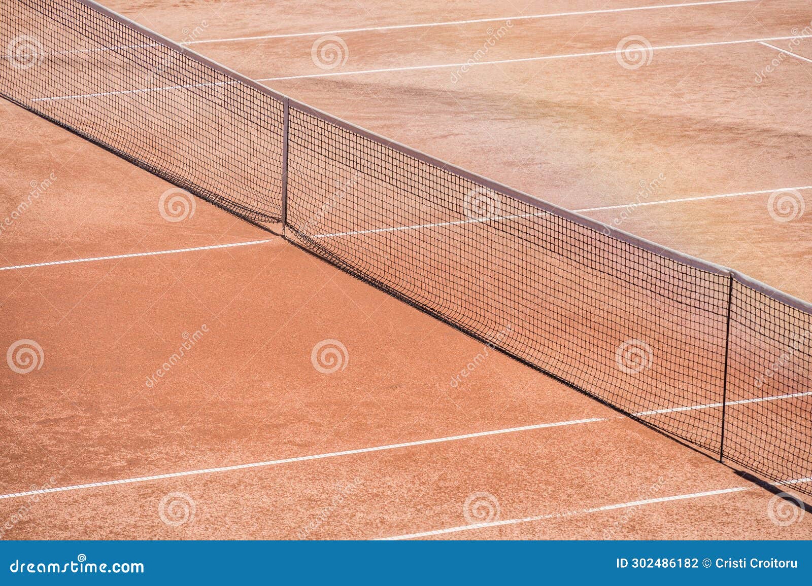 View with a Net on the Clay Tennis Court Stock Photo - Image of ...
