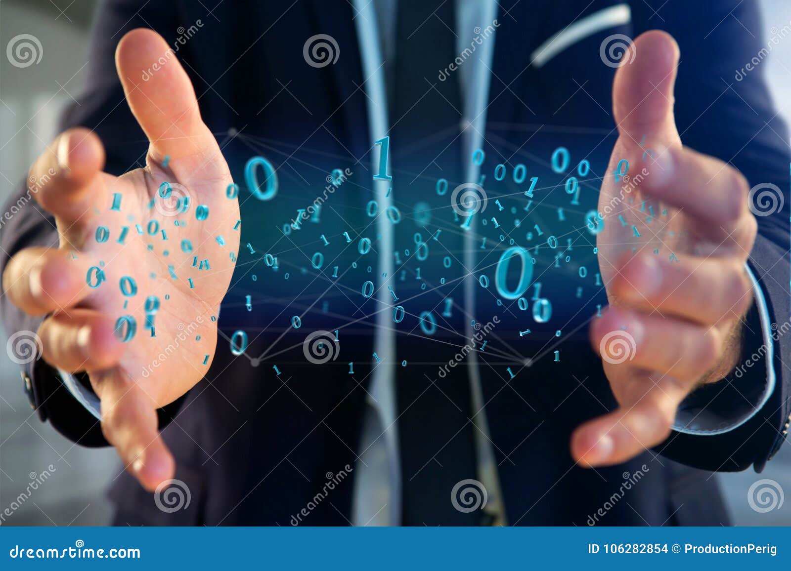 Network Connection of Data with 0 and 1 Number - 3d Render Stock Photo ...