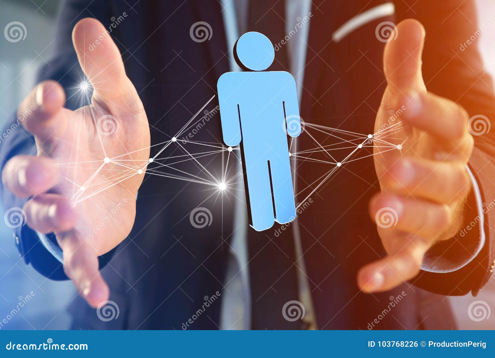 Network Connection with People Linked Each Other - 3D Rendering Stock ...