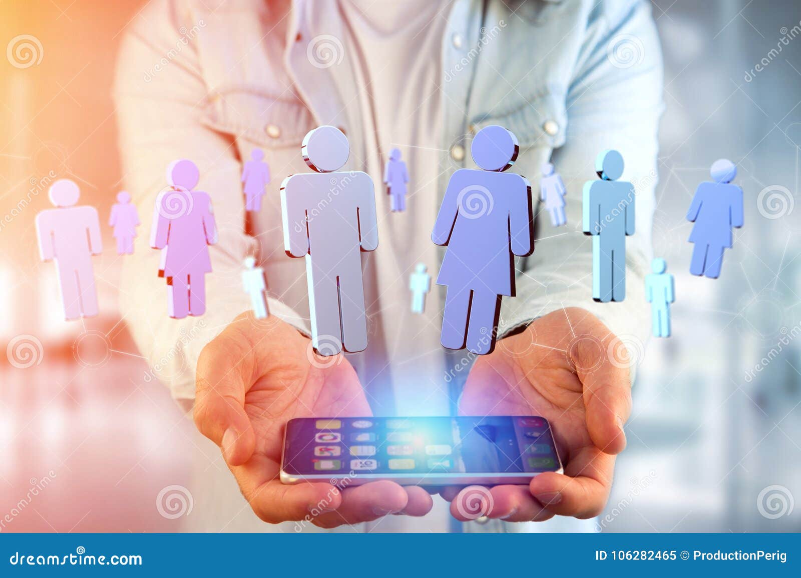 Network Connection with People Linked Each Other - 3D Rendering Stock ...