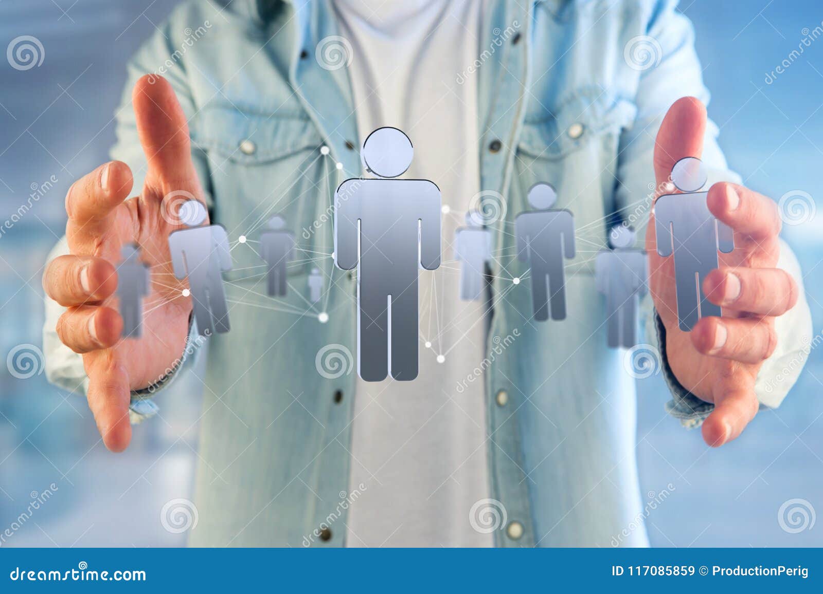 Network Connection with People Linked Each Other - 3D Rendering Stock ...