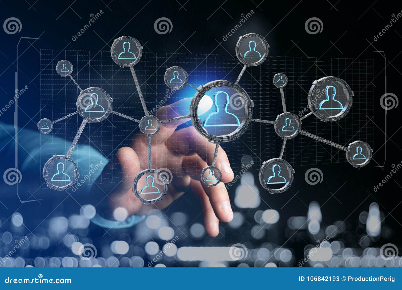 Network Connection with People Linked Each Other in Technology W Stock ...