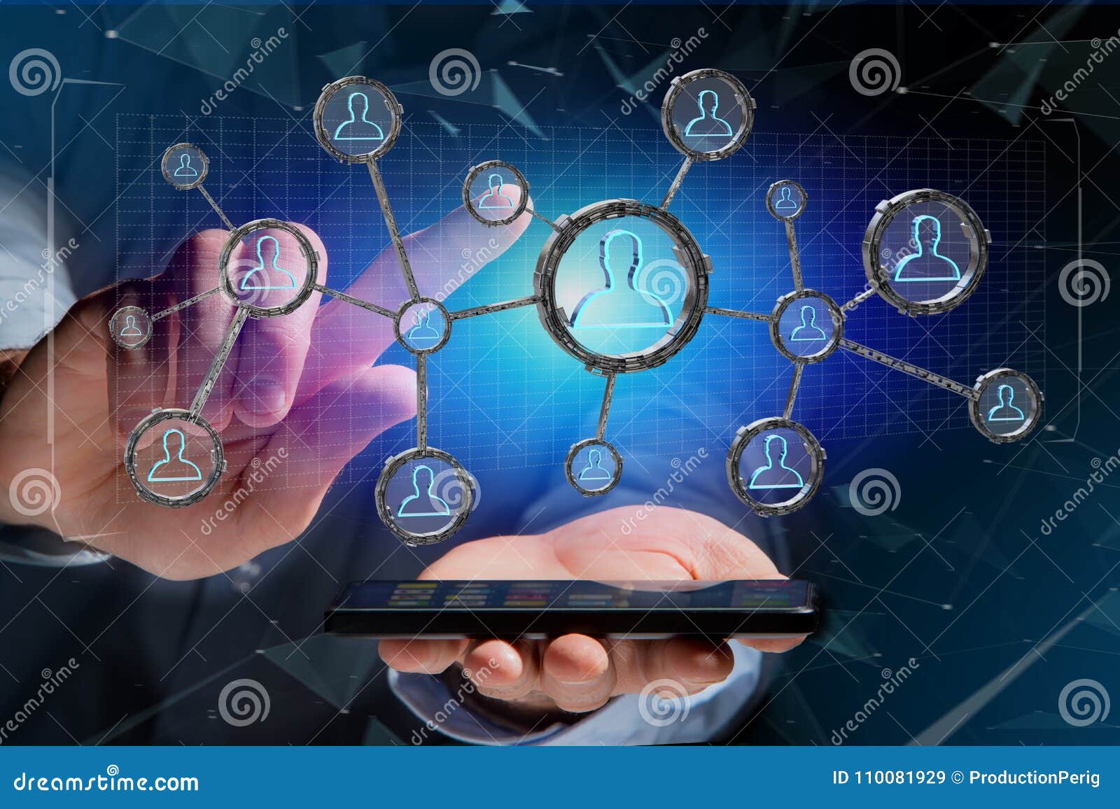 Network Connection with People Linked Each Other in Technology W Stock ...