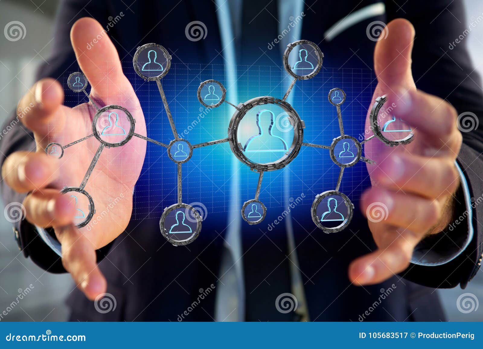 Network Connection with People Linked Each Other in Technology W Stock ...