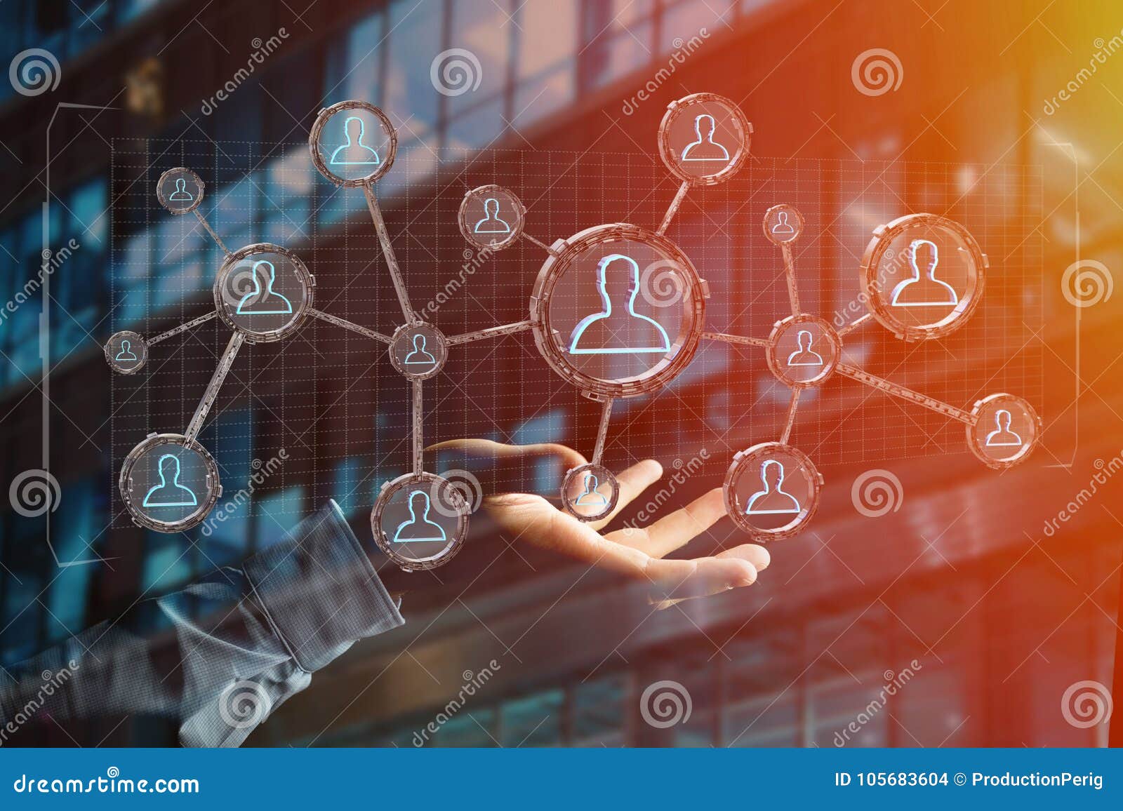 Network Connection with People Linked Each Other in Technology W Stock ...