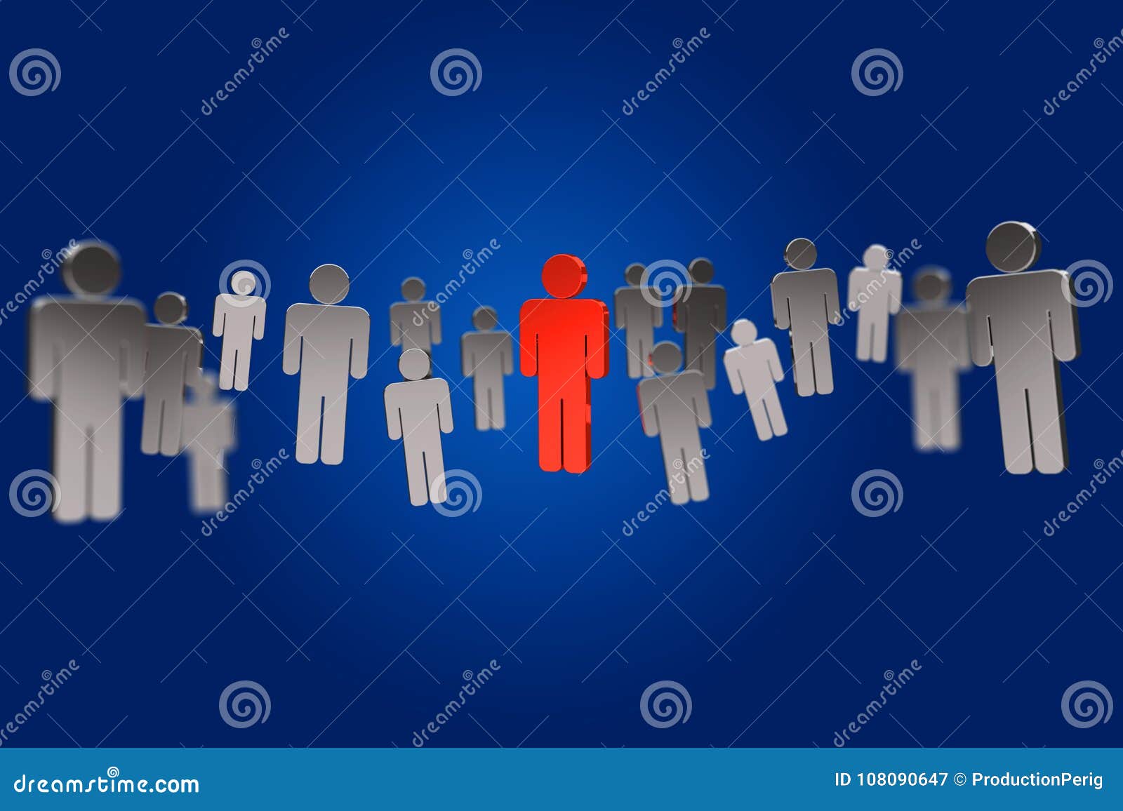 Network Connection with a Red People in the Middle - 3D Rendering Stock ...